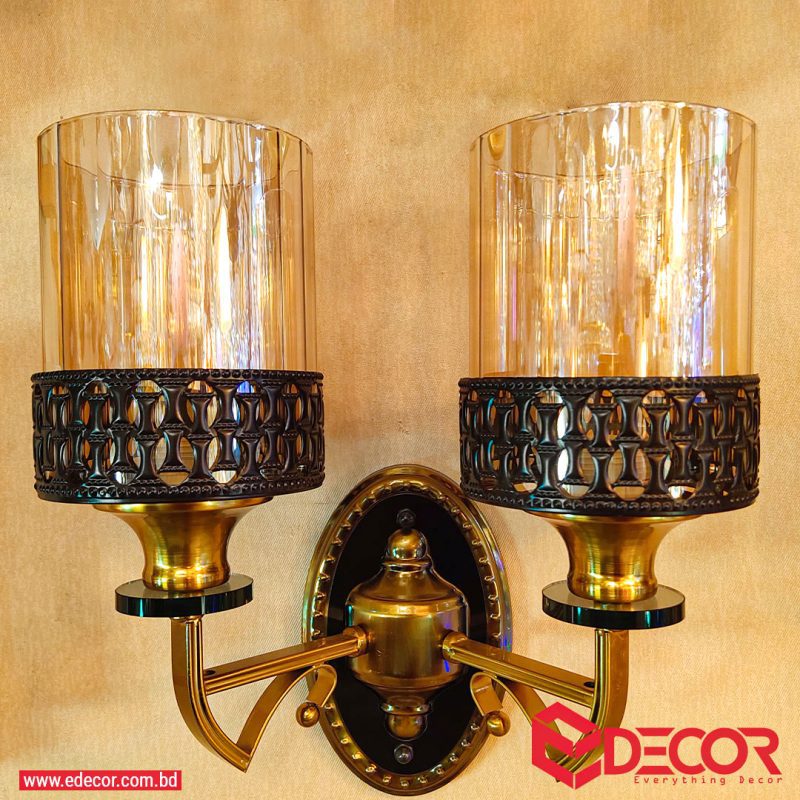 White and Black Toned One Glass Styled Wall Bracket Light - eDecor